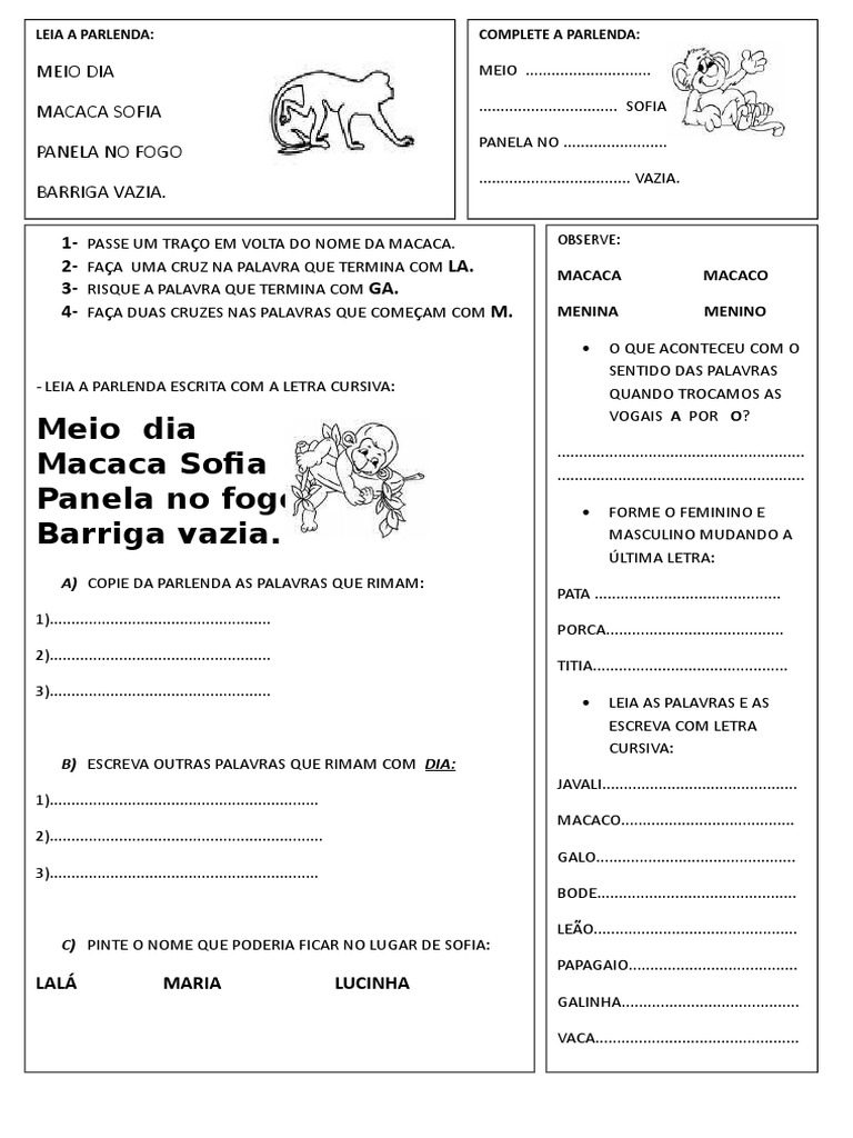 Parlenda Macaca Sofia e Atvs | PDF