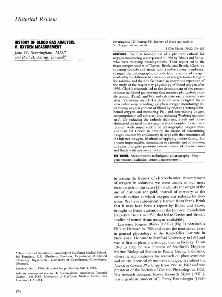Severinghaus 1986 | PDF | Oxygen | Redox