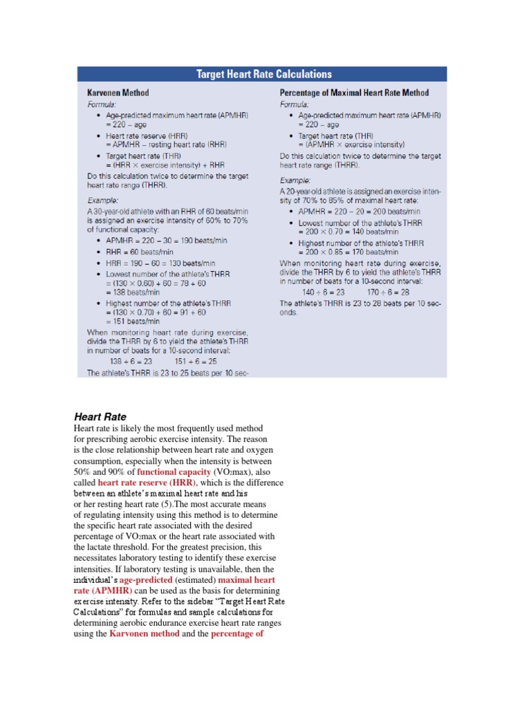 Functional Capacity Heart Rate Reserve (HRR) | PDF