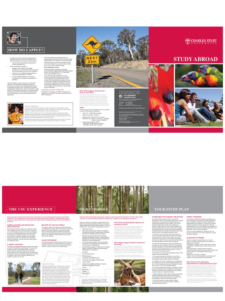 Study Abroad Brochure Pdf International Student University And