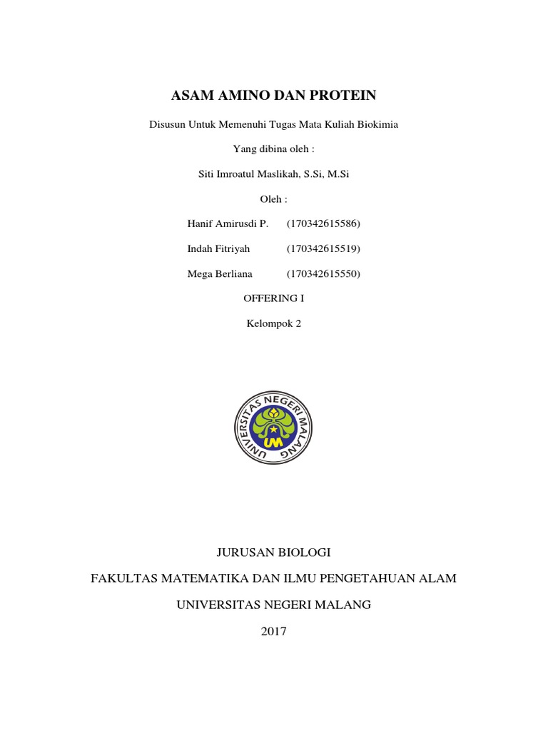 Makalah Asam Amino Dan Protein by Kelompok 2 | PDF