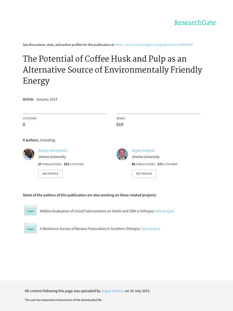The Potential of Coffee Husk and Pulp As An Alternative Source of ...