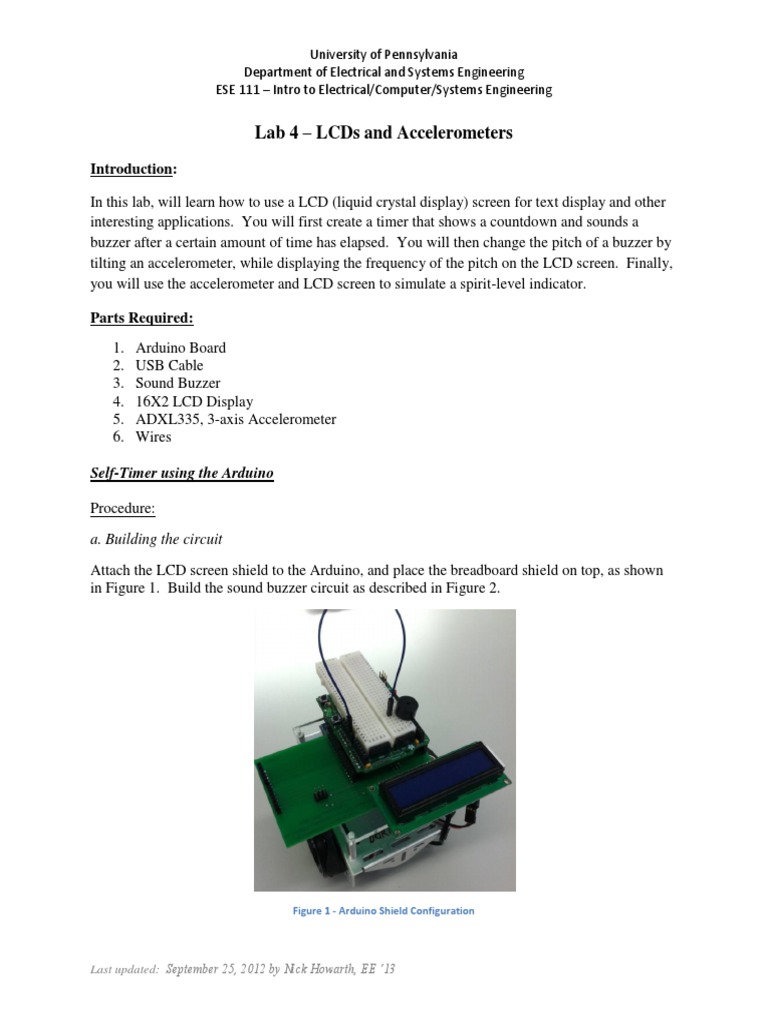 Lab 4 - Lcds and Accelerometers | Download Free PDF | Arduino ...