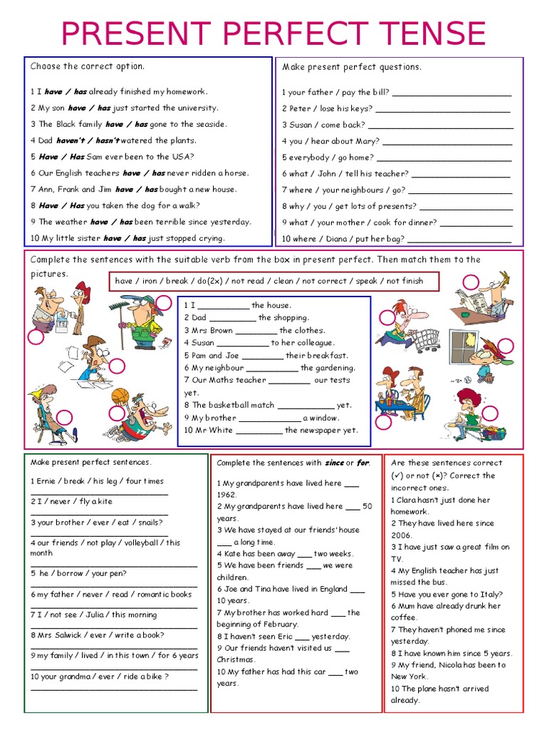 Present Perfect Tense: Choose The Correct Option. Make Present Perfect Questions | PDF | Leisure