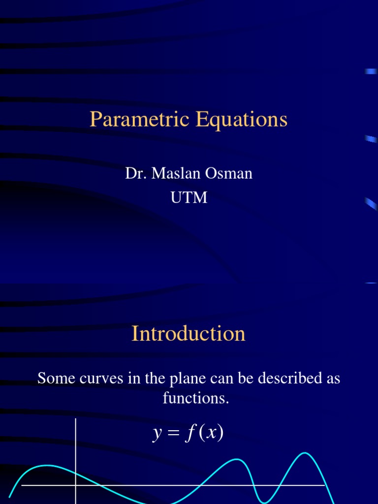Parametric Equations Pdf Equations Curve