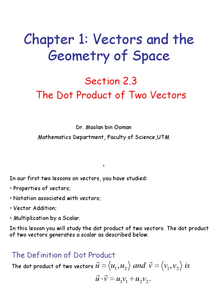 Chapter 1: Vectors and The Geometry of Space | PDF | Euclidean Vector | Trigonometric Functions