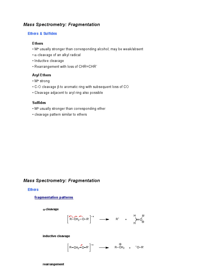Mass Spectrometry Fragmentation Patterns of Ethers, Sulfides, and ...