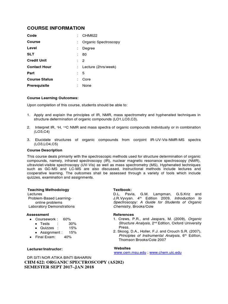 Course Information: Code Course Level SLT Credit Unit Contact Hour Course Status Prerequisite ...