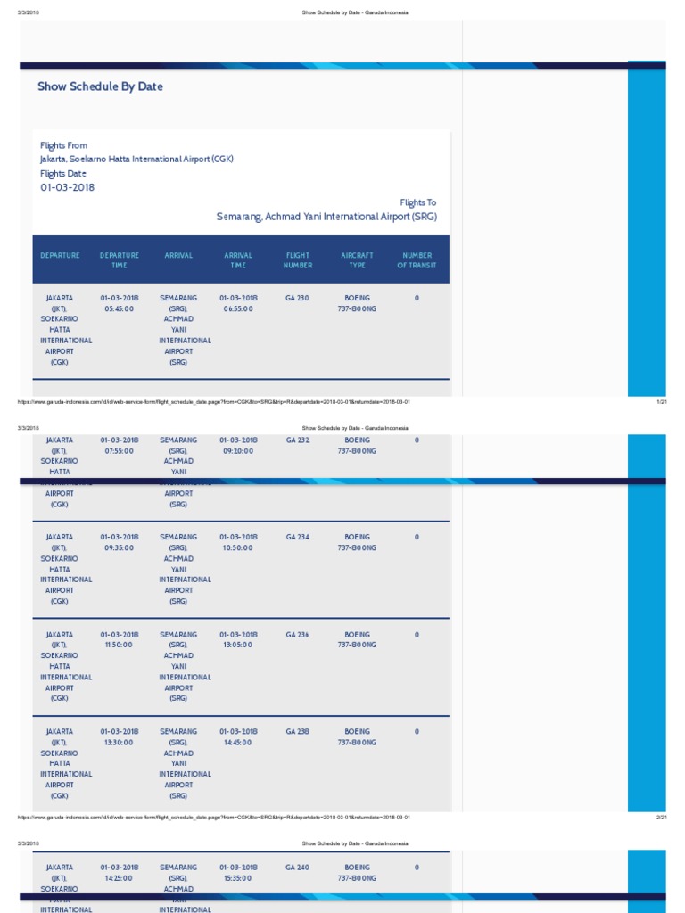 Show Schedule by Date - Garuda Indonesia-01!03!18 | PDF | Jakarta ...