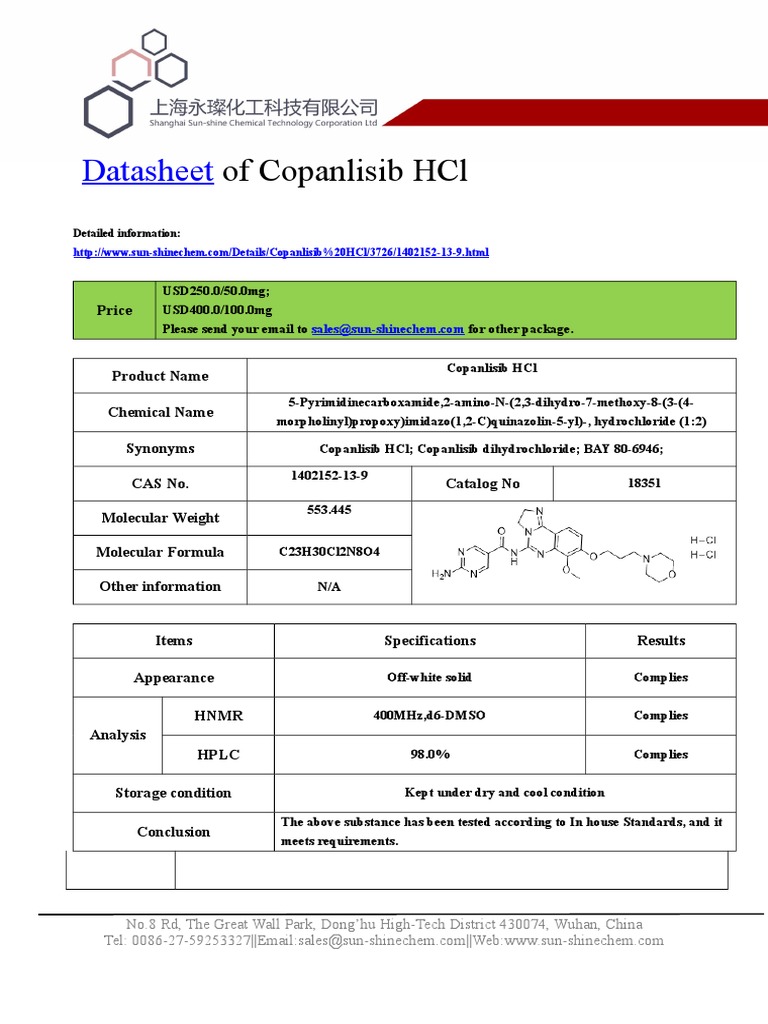 Copanlisib HCl Datasheet | PDF