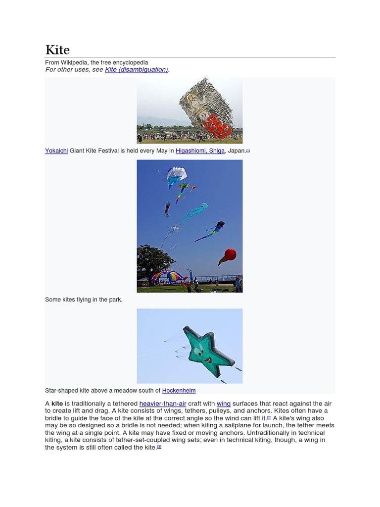 For Other Uses, See .: Kite (Disambiguation) | PDF | Kite | Hobbies