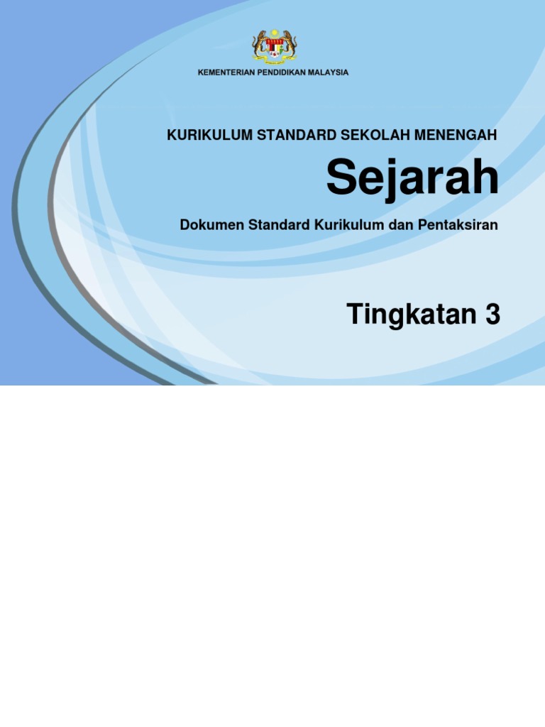 2019 DSKP KSSM Sejarah Tingkatan 3 | PDF