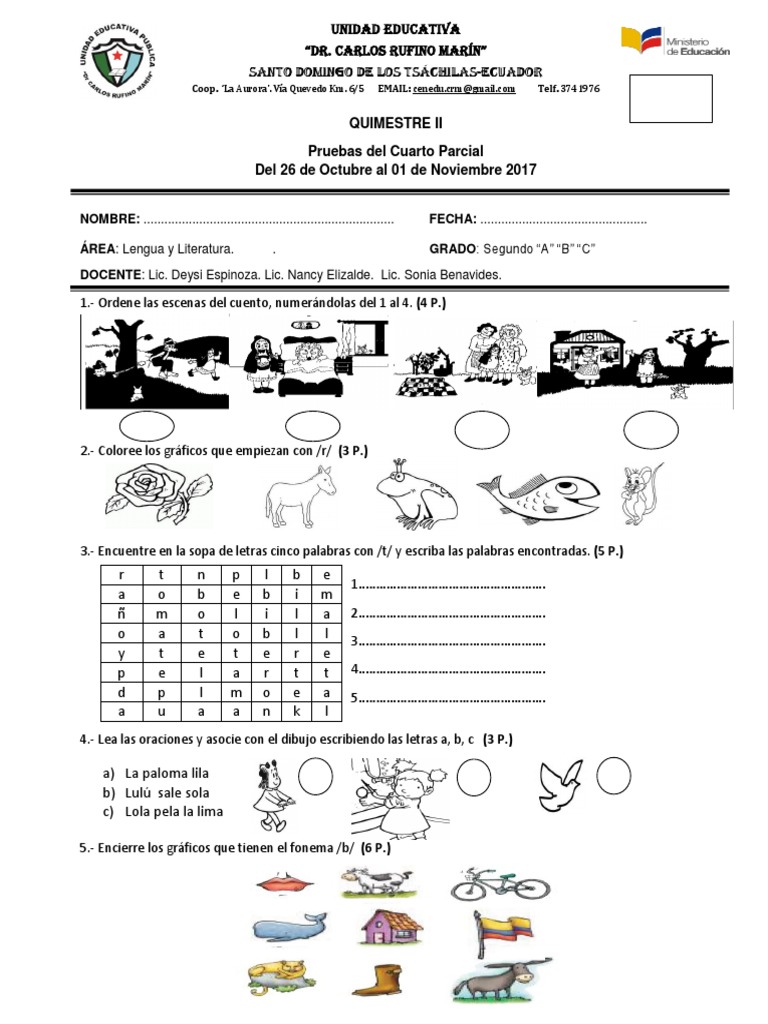 Pruebas de Cuarto Parcial Segundo Grado | PDF | Tierra | Dom Pruebas de Cuarto Parcial Segundo Grado | PDF | Tierra | Dom
