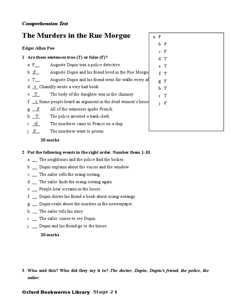 The Murders of The Rue Morgue | PDF | The Murders In The Rue Morgue | C ...