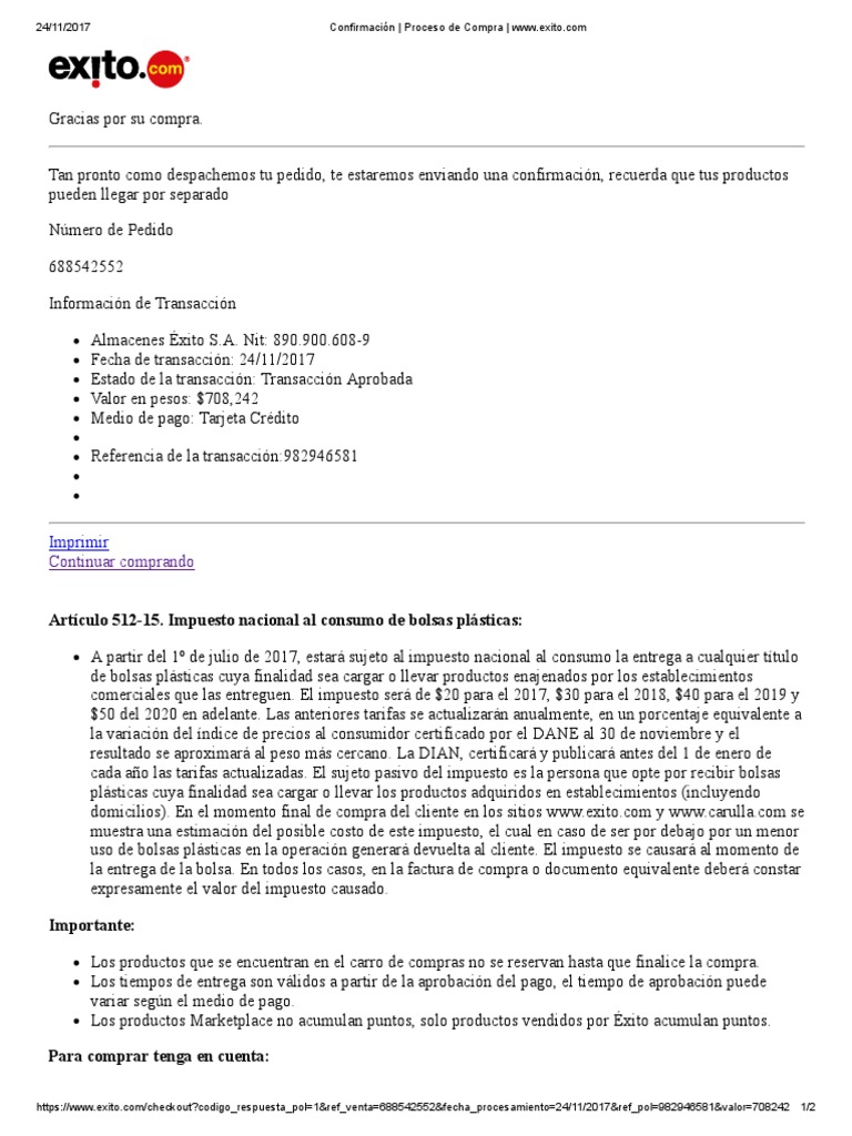 Confirmación - Proceso de Compra - WWW - Exito | PDF | Chat en linea | Euro