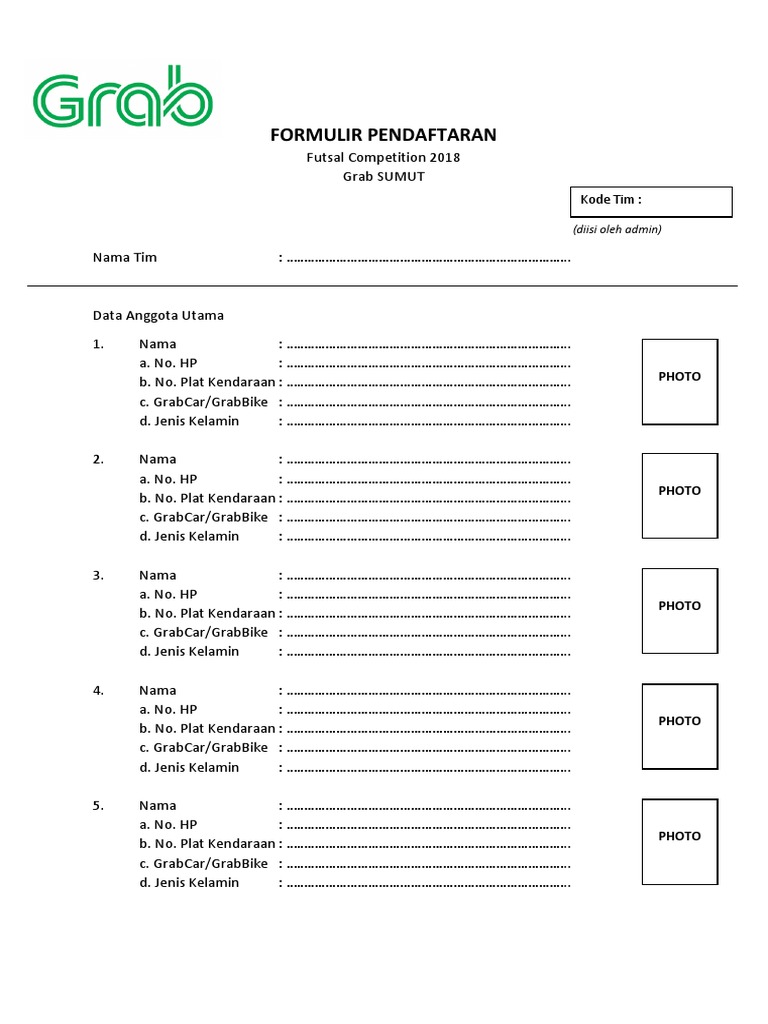 Form Pendaftaran Futsal | PDF