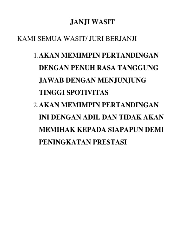 JANJI WASIT Dan Janji Atlit | PDF