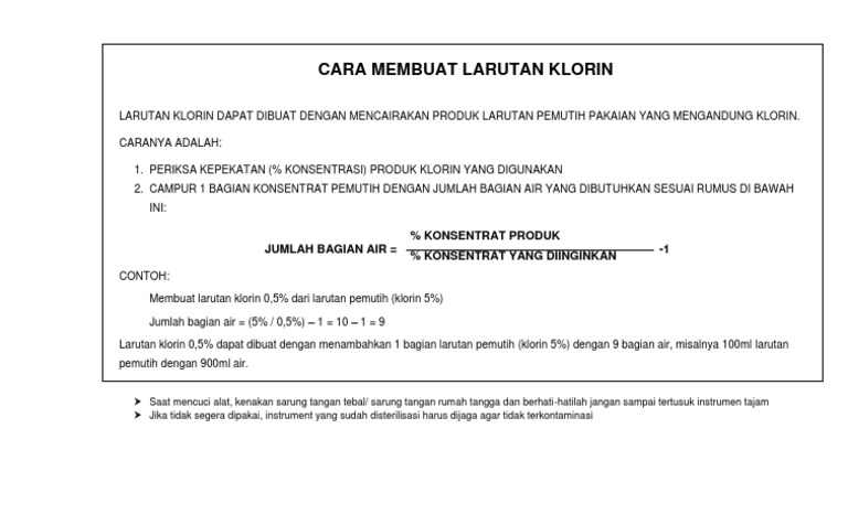 Cara Membuat Larutan Klorin | PDF