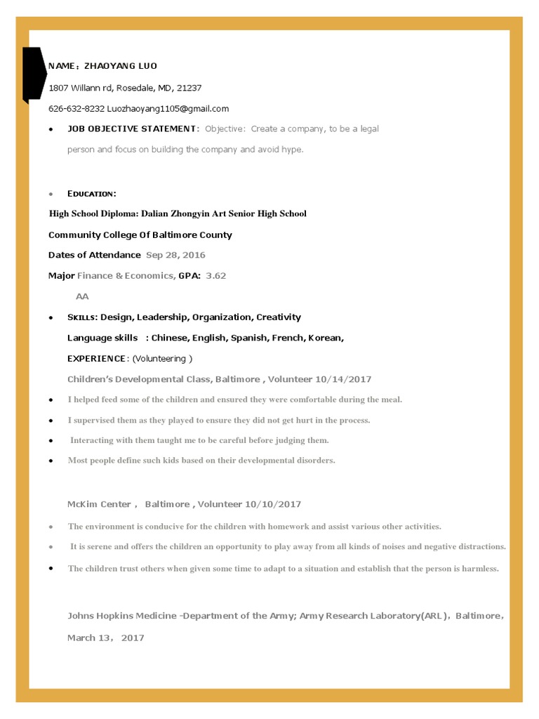 Lyndon Resume Final | PDF | Behavior Modification | Cognition