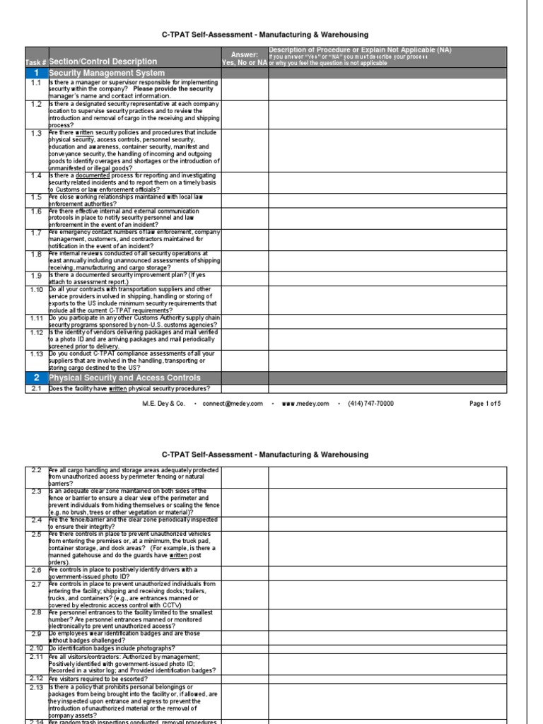 C TPAT SELF Assessment1 | PDF | Physical Security | Computer Security