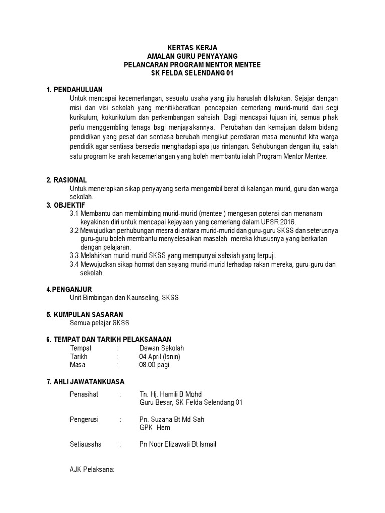 Kertas Kerja Mentor Mentee | PDF