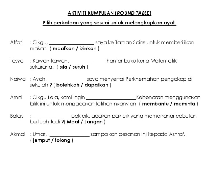 Aktiviti Round Table | PDF
