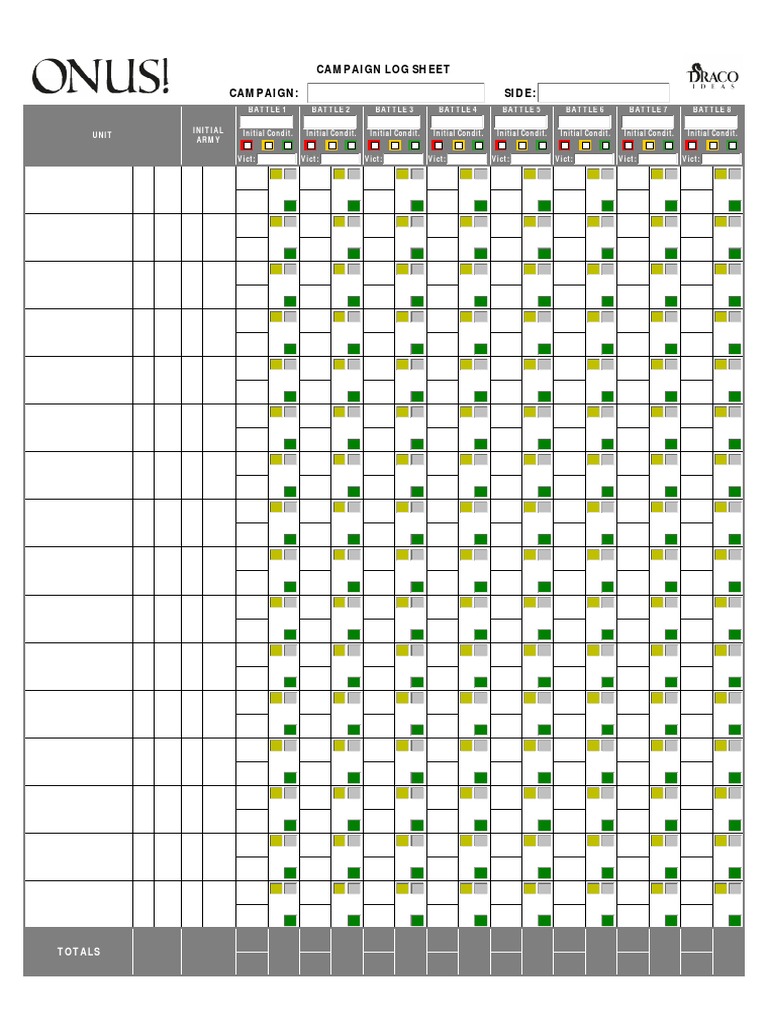 Campaign Log Sheet Campaign: Side: Campaign: Side | PDF