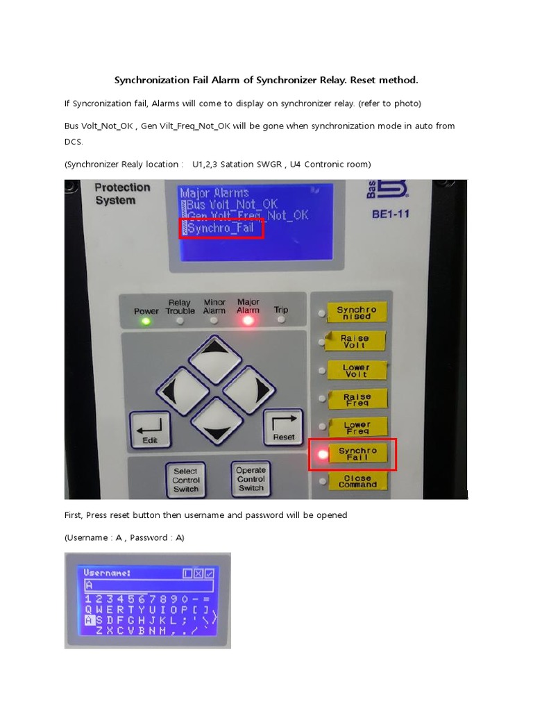 Synchronization Fail Alarm Of Synchronizer Relay Pdf
