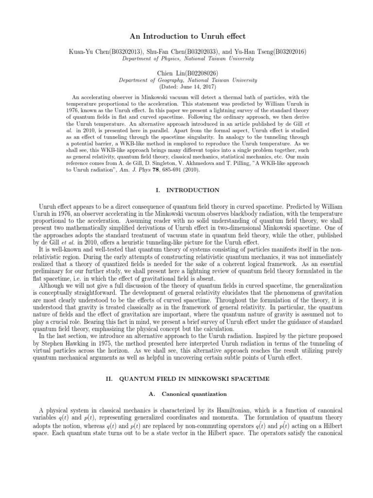 Understanding the Unruh Effect | PDF | Field (Physics) | General Relativity