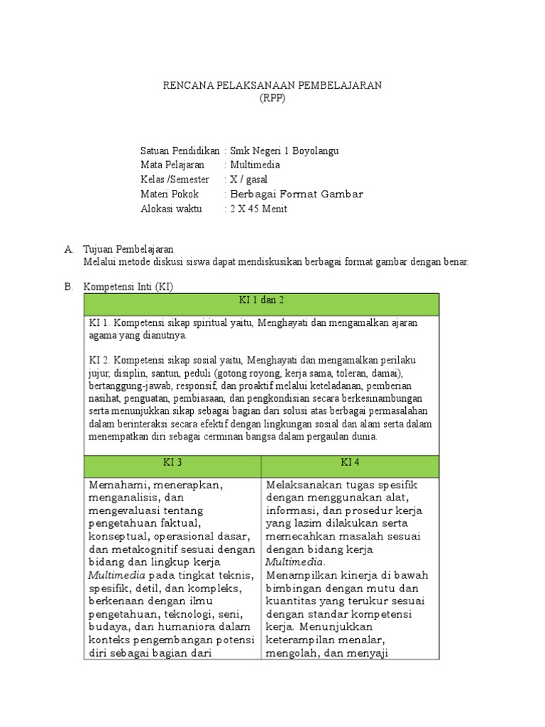 Template RPP K13 | PDF