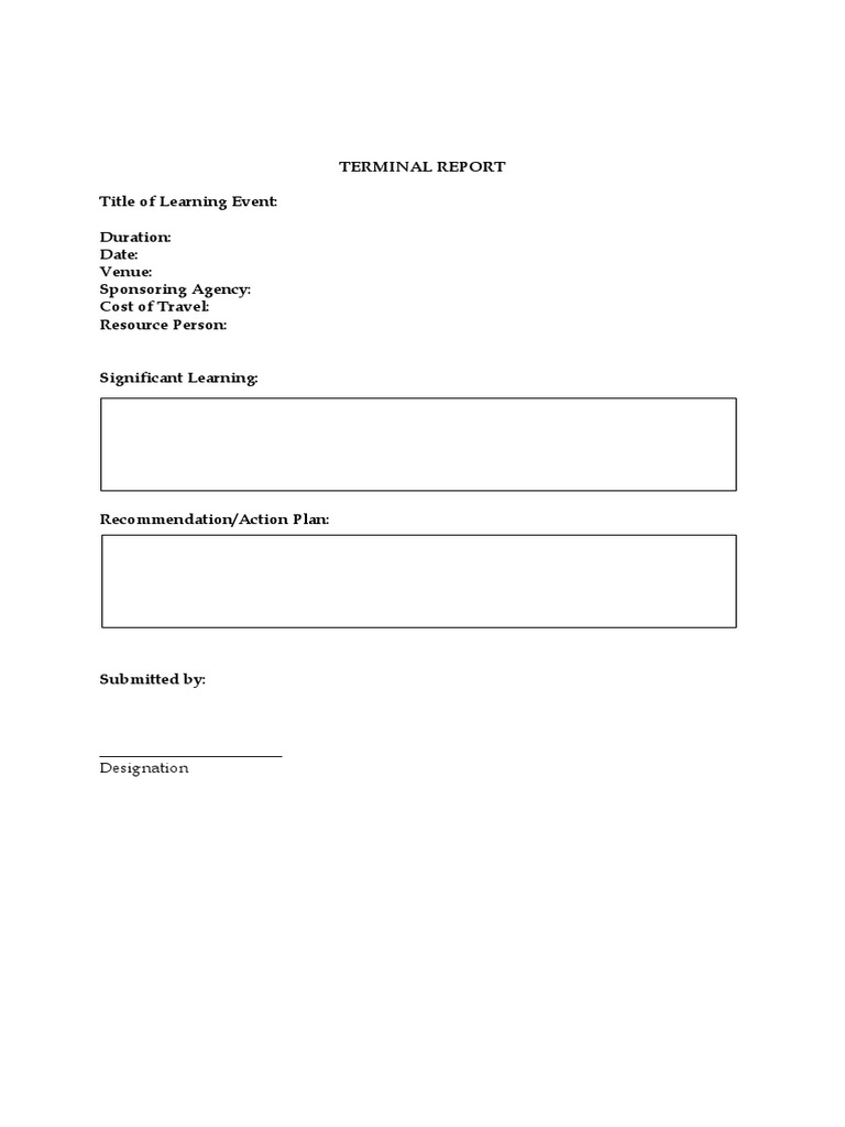 Terminal Report Title of Learning Event: Duration: Date: Venue ...
