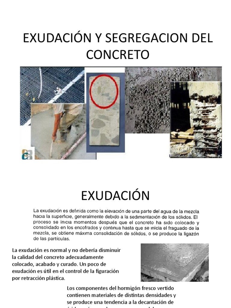 Exudación y Segregacion Del Concreto | PDF | Cemento | Agua