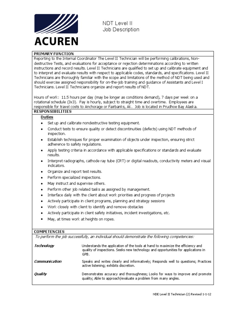 NDE Level II Job | PDF | Nondestructive Testing | Business