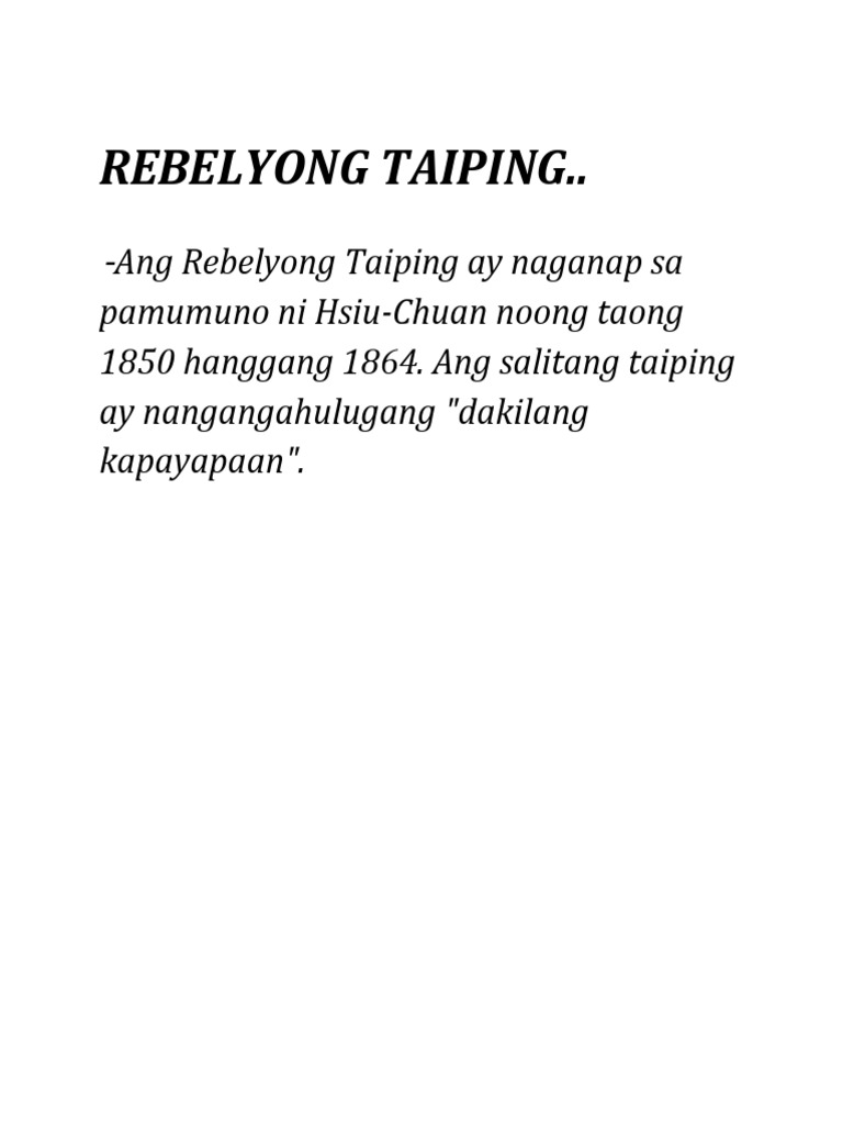 Rebelyong Taiping. | PDF