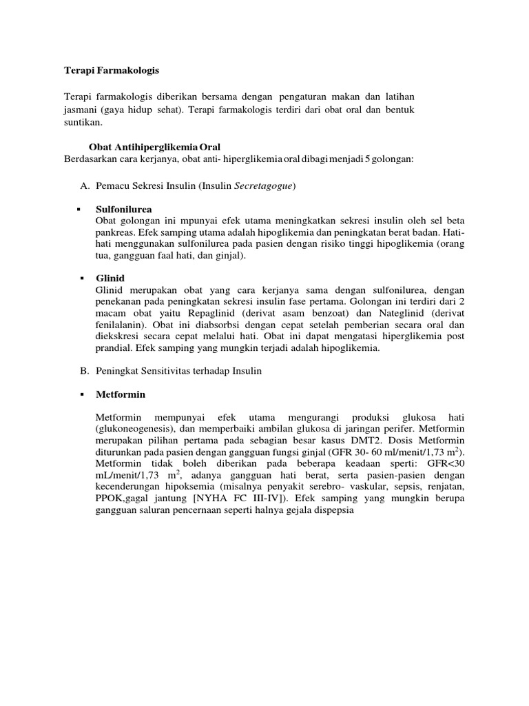 Terapi Farmakologis Diabetes Tipe 2 | PDF