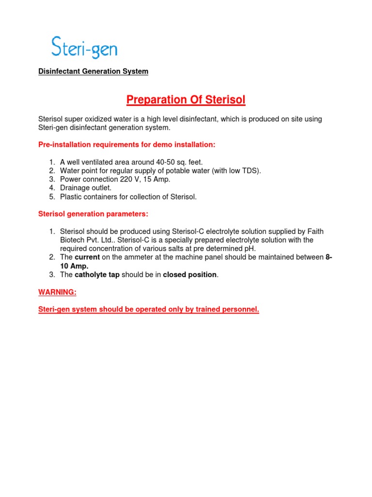 Sterisol Instructions For Use | PDF | Housekeeping | Disinfectant
