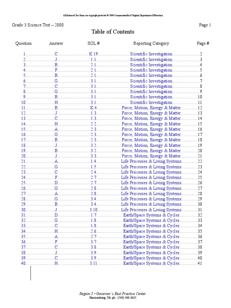 Grade 3 Science Test | PDF | Virginia | Nature