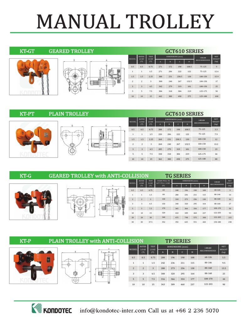 NET Weight (KG) I-Beam Recommended Model Rated Load (T) Test Load (T ...