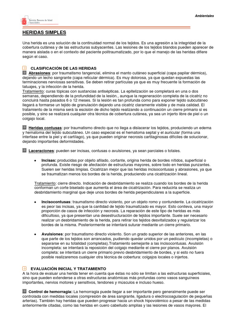 Heridas Simples | PDF | Herida | Cicatrización de la herida