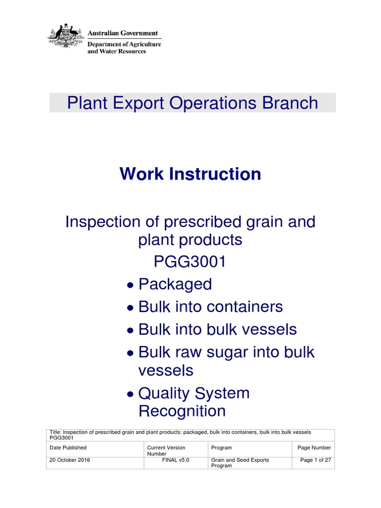 Wi Inspection Prescribed Grain | PDF | Pallet | Nature