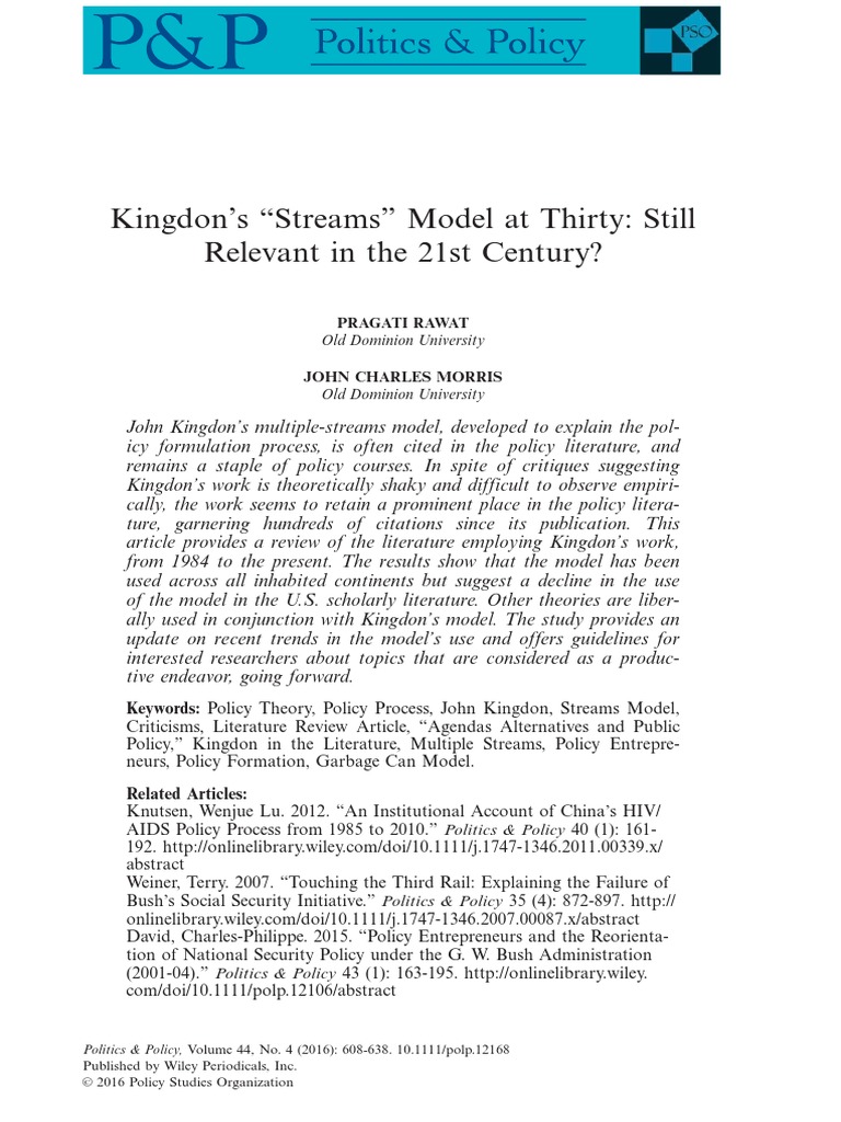 Kingdons "Streams" Model at Thirty | PDF | Science