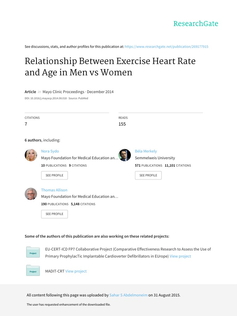 Relationship Between Exercise Heart Rate and Age I | PDF | Heart Rate ...