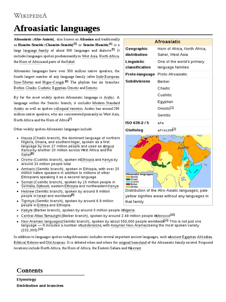 Afroasiatic Languages | PDF | Philology | Language Arts & Discipline