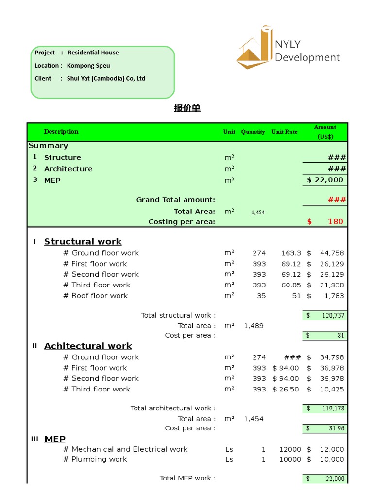 BOQ - Shop House - Rev A | PDF | Deep Foundation | Column