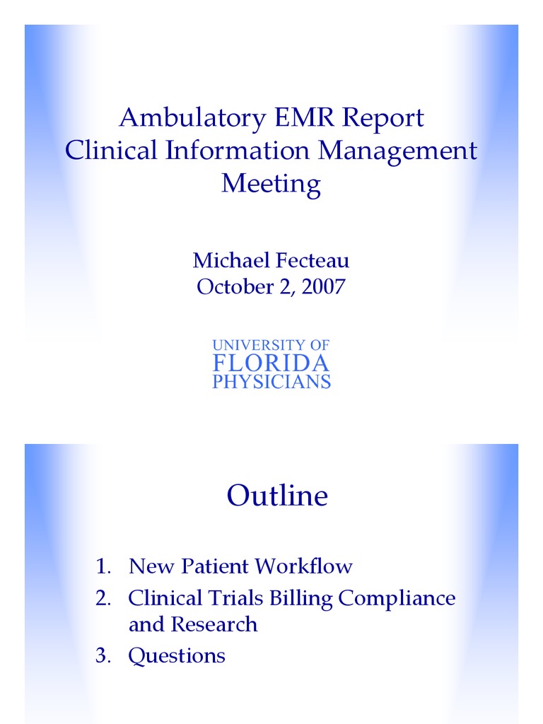 Ambulatory EMR Report Clinical Information Management Meeting | PDF ...