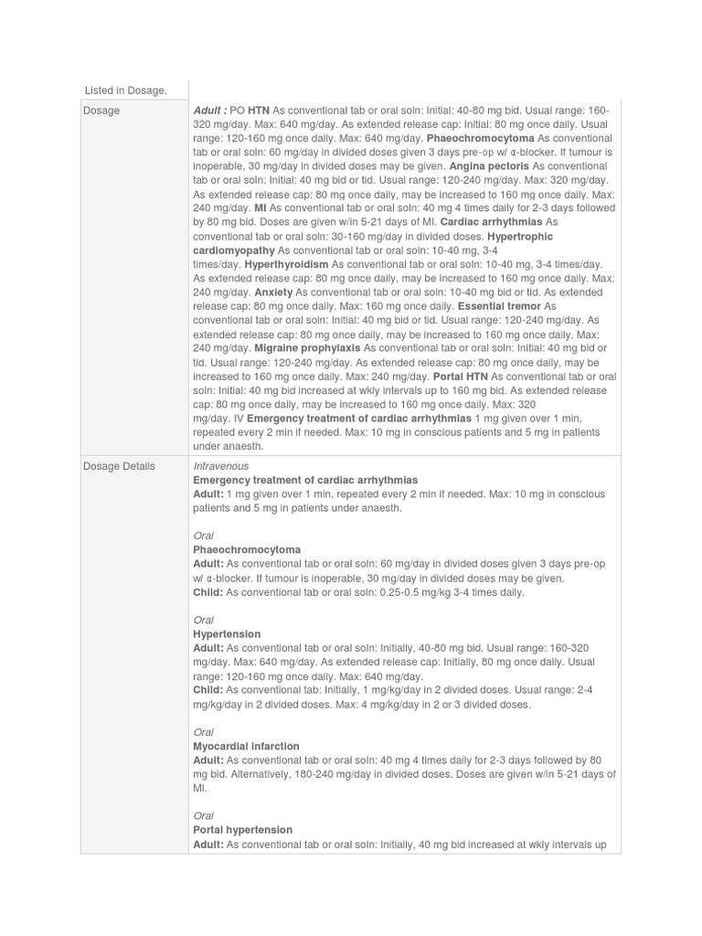 Adult: PO HTN As Conventional Tab or Oral Soln: Initial: 40-80 MG Bid ...