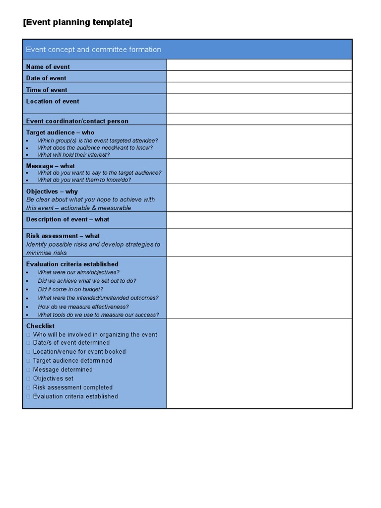 Simple Event Planning | PDF | Target Audience | Risk