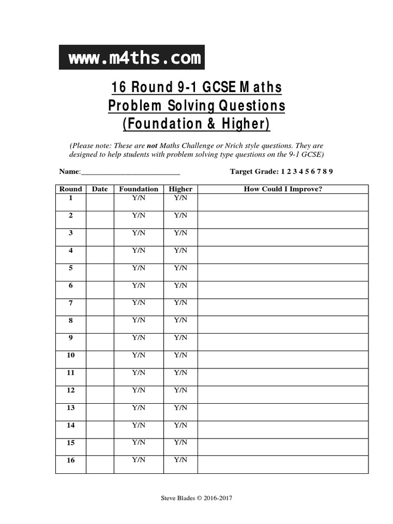 GCSE Problem Solving Maths 9-1 | PDF | Area | Triangle