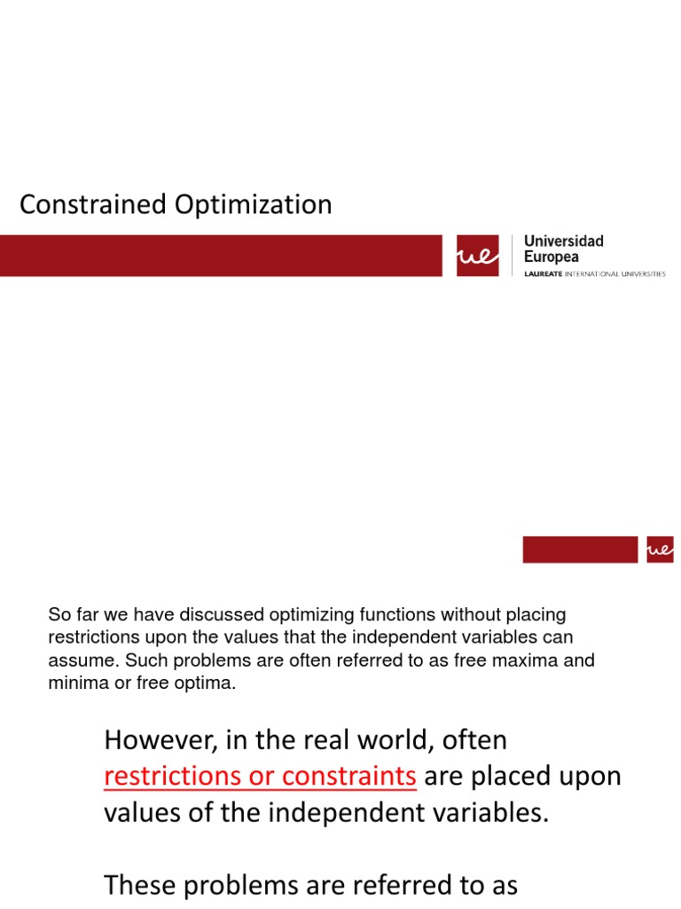 Constrained Optimization | PDF | Mathematical Optimization | Teaching ...