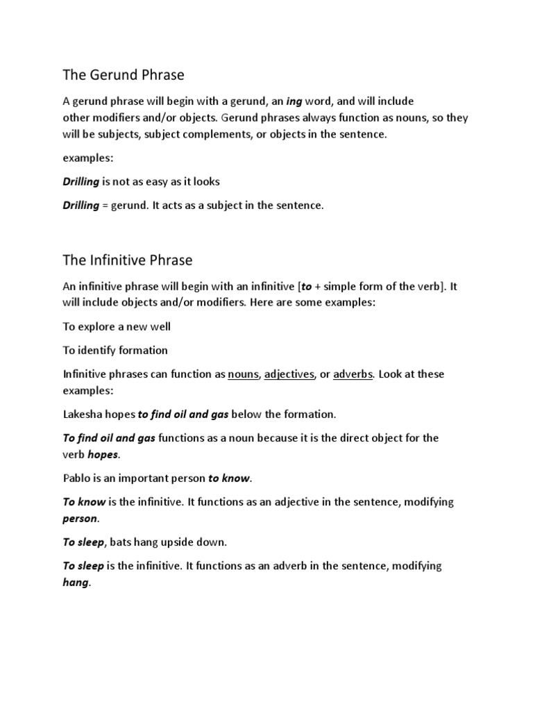The Gerund Phrase | PDF | Preposition And Postposition | Verb